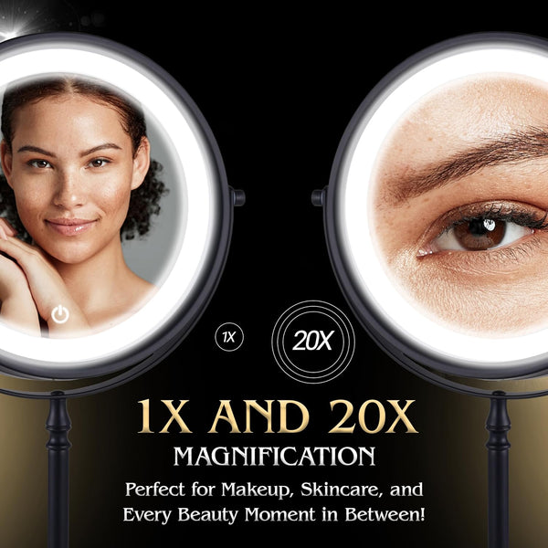 MIRRORVANA Ultra Zoom 20X Magnifying Lighted Makeup Mirror - 20X & 1X ...